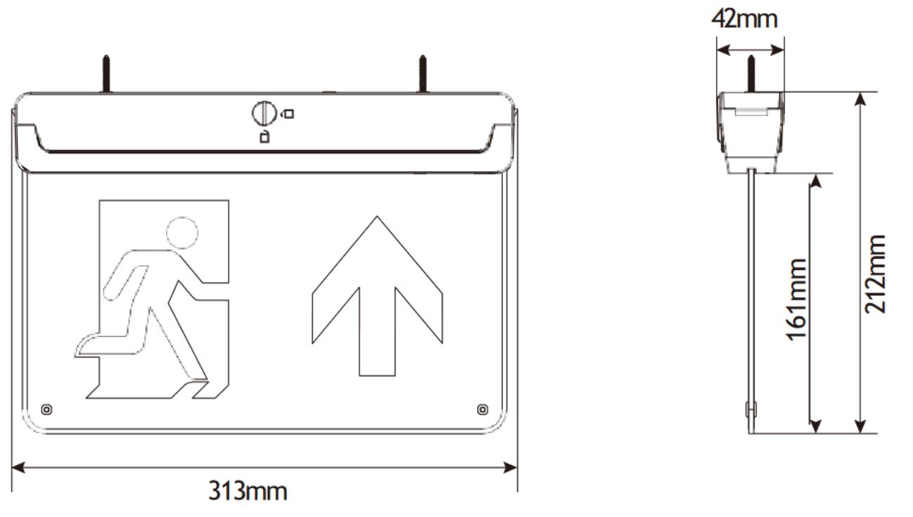 WHITE – Blade Emergency Exit Sign c/w arrow UP legend - CQR Security
