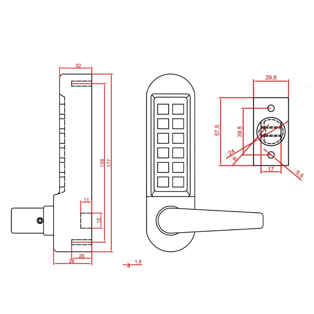 Push Button Lock | Easy Code | Lever | Satin Chrome | 1 – 11 Digits ...