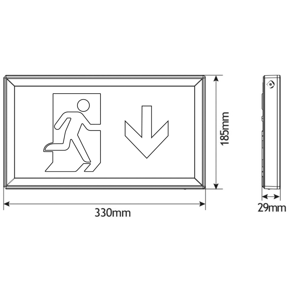 CQR LED Emergency Blade Exit Sign -SELF-TEST- c/w Arrow Down Legend ...