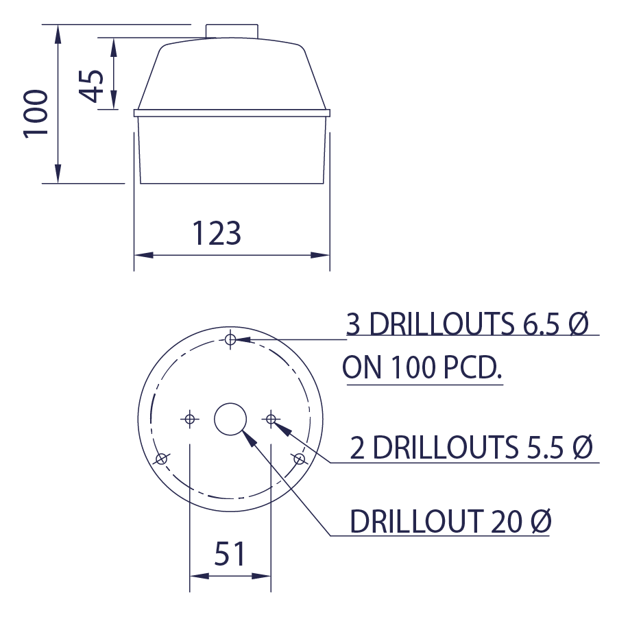 deegee ISB-R IP54 LED Sounder & Beacon 12-36Vdc White Base 100mm x ...